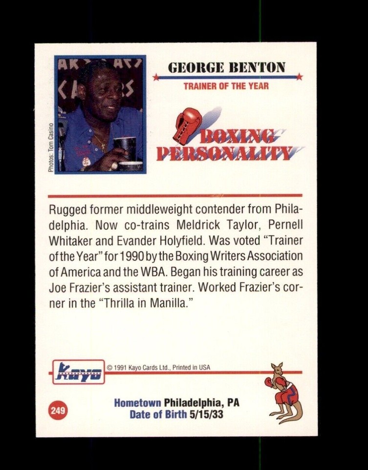 1991 Kayo SET BREAK #249 George Benton | eBay