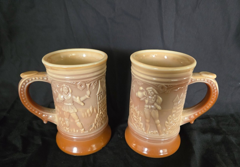 2 EAPG Greentown Chocolate Slag Glass Small Tankard Mug Stein | eBay