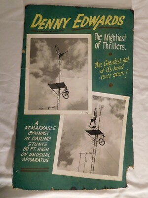 Rare Vintage 1930's Denny Edwards Acrobat Circus Carnival Poster ...