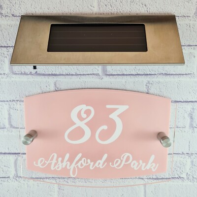 Baby Pink House Sign & Solar Light - Door Number - Address Sign ...