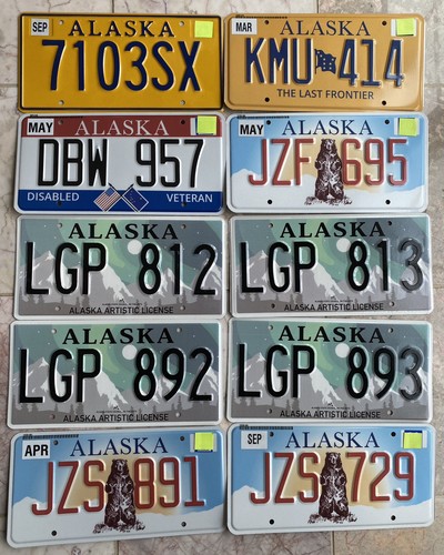 10 Alaska license plates lot for collecting or decorating man cave 2020 ...