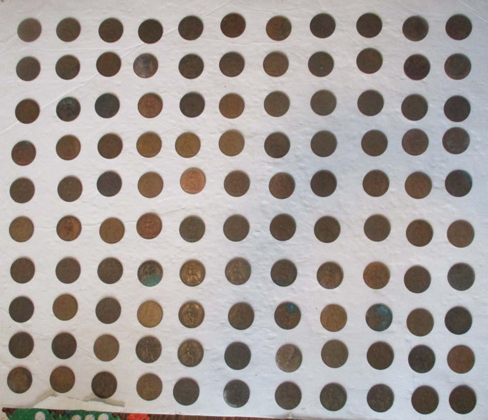 English Large Penny Lot Of 110 Coins 1861-1967 World Coins Lot British ...