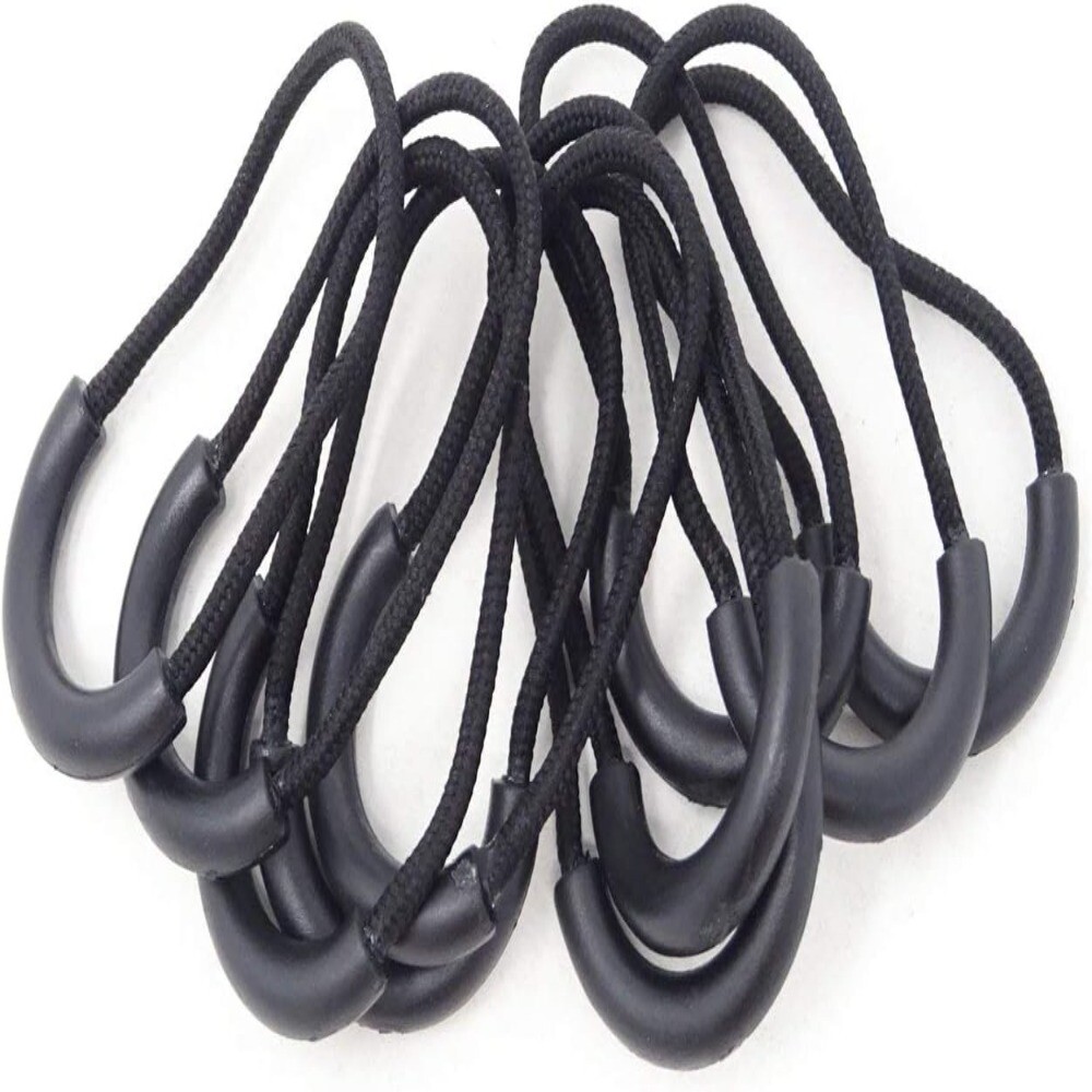 Black Cord Rope Pullers Nylon Ends Lock Zips Zip Puller Replacement for ...