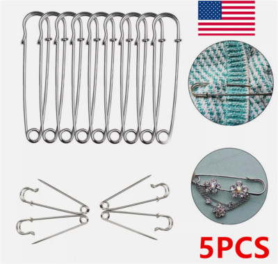 5Pcs Safety Pins Sewing Tools Accessory Stainless Steel Needles Brooch ...
