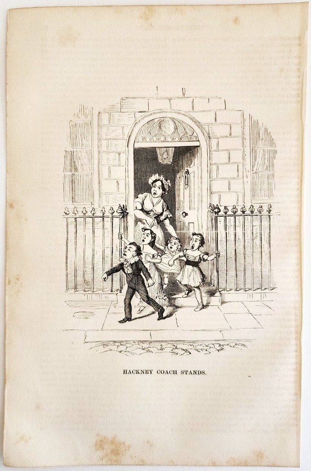 1871 Hackney Coach Stands Charles Dickens Wood Engraving Victorian Art ...