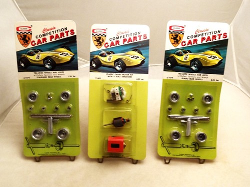 1960's CLASSIC IND. SLOT CAR PARTS #1452 CM360 MOTOR KIT & 2 WHEEL ...