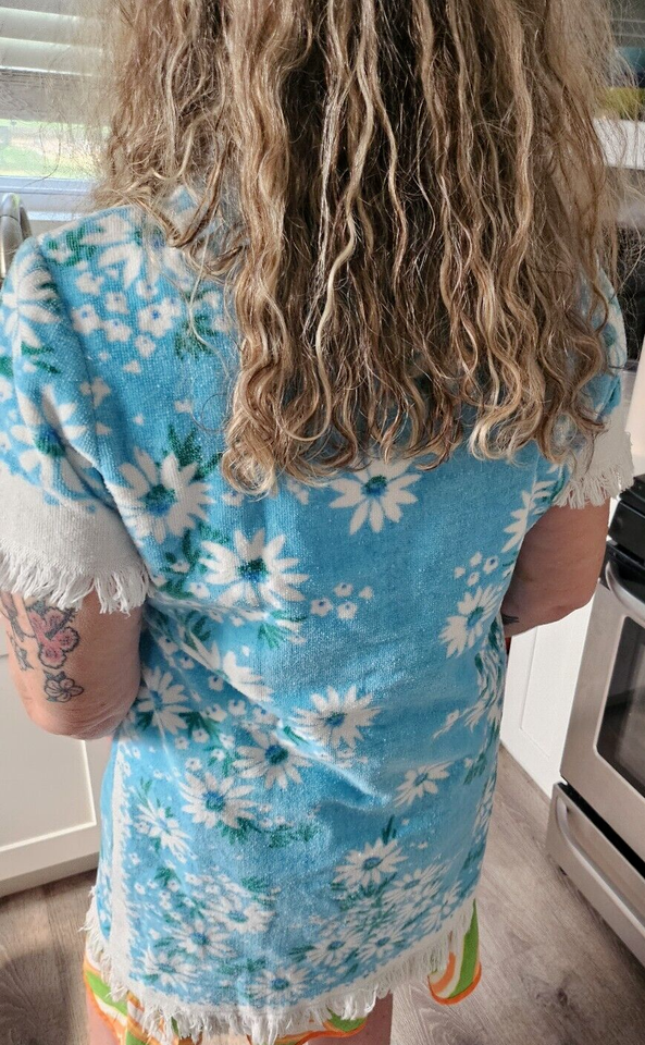 70s Towel Terry Cloth Coverup Tunic Beach Dress Zip Front S-M | eBay