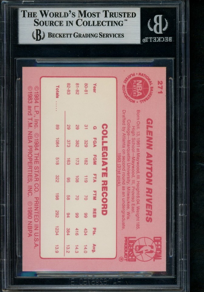 1983-84 Star #271 Glenn "Doc" Rivers XRC BAS BGS Auto "True Rookie Card ...
