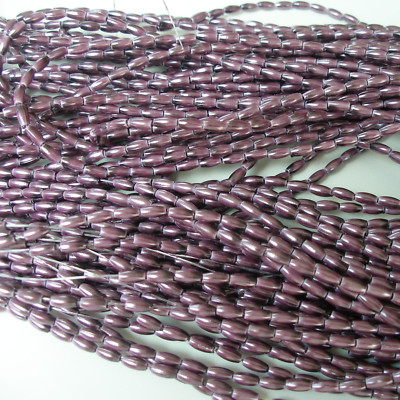 Purple Acrylic / Faux Pearl Style Oat/Rice Beads 3mm x 6mm 60 pieces ...