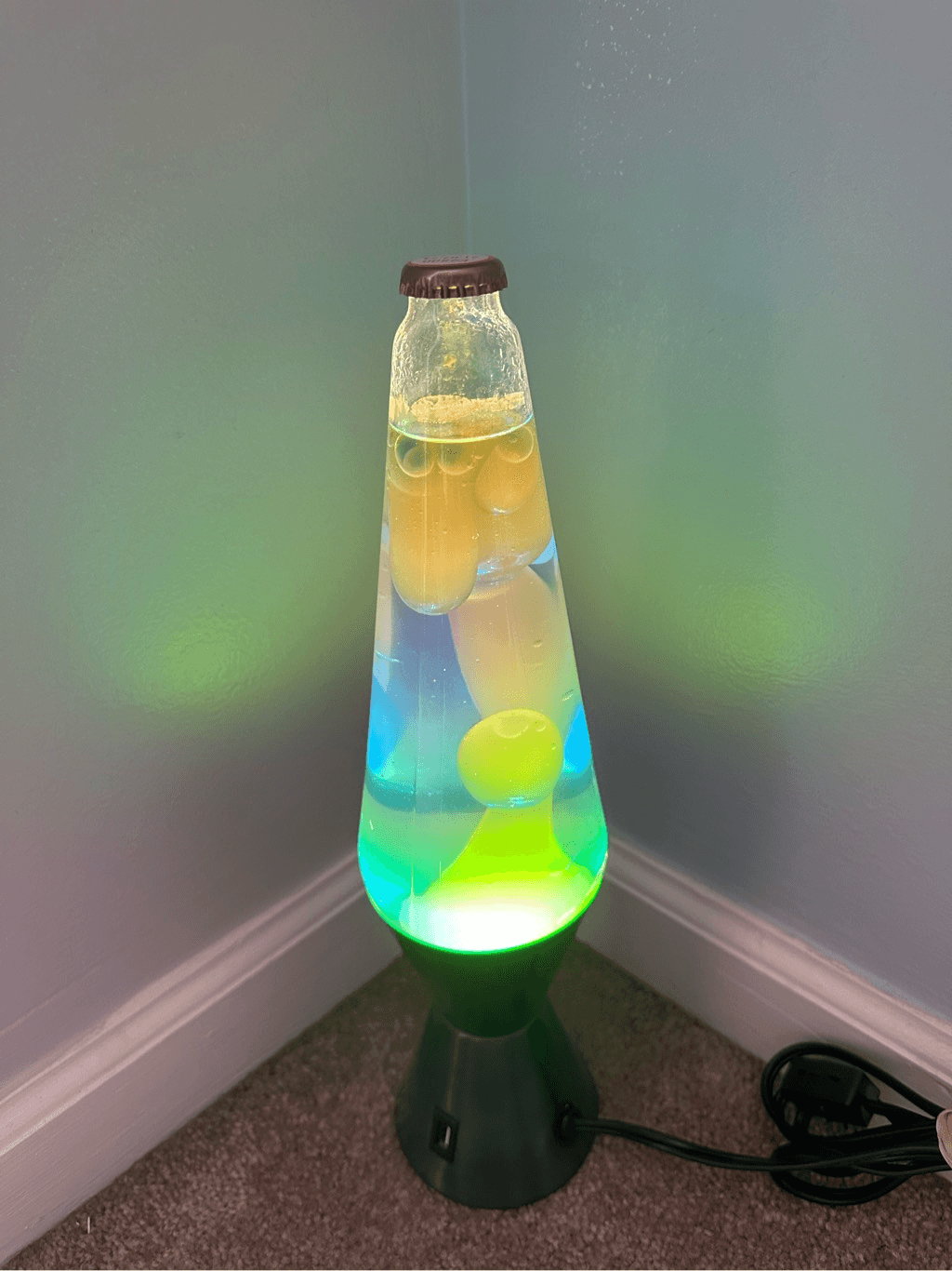 Motion And Glitter Lava Lamp Model 2800 Blue Green Black USB plug NO ...