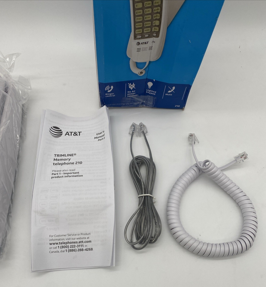 AT&T Basic White Corded Trimline Phone 210 650530930201| eBay