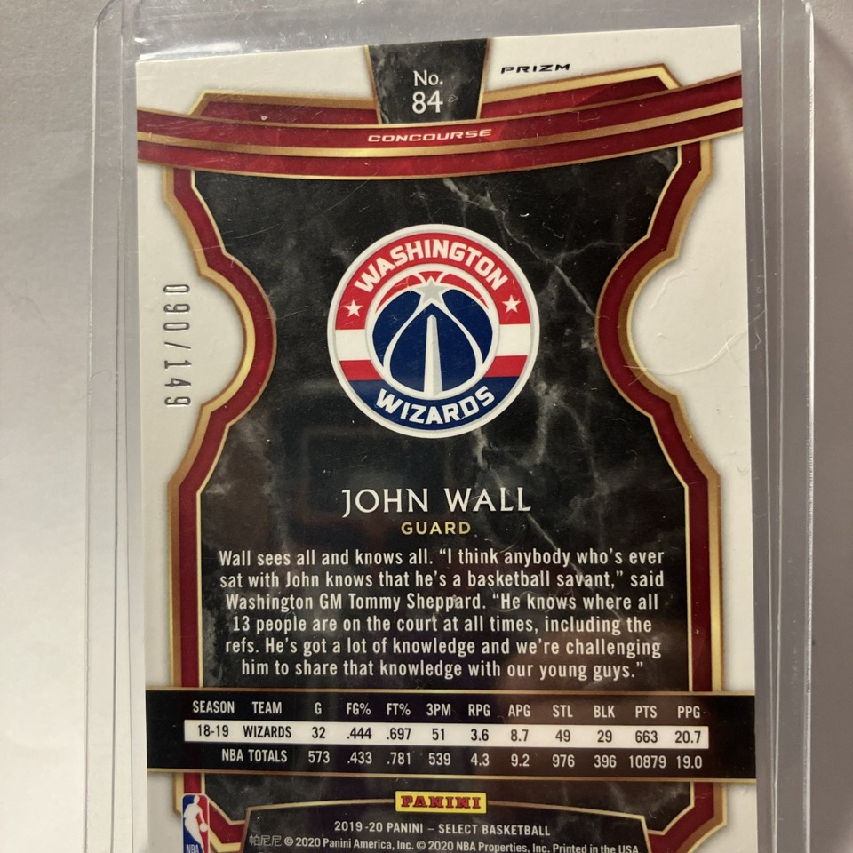 2019-20 Panini Select - Concourse John Wall #84 Silver Prizm /149 | eBay