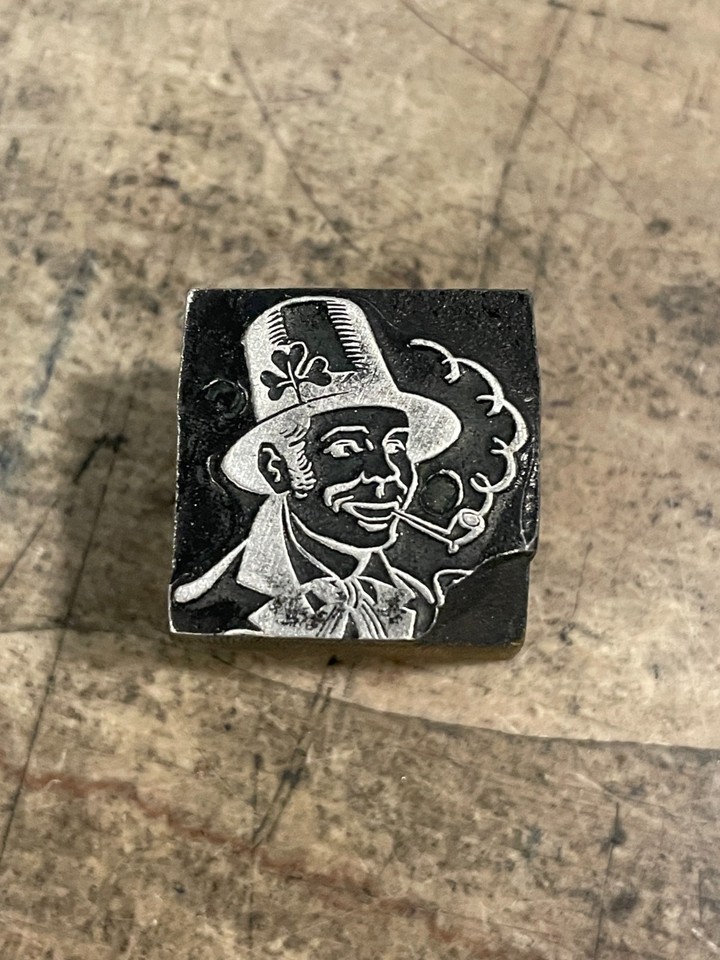 Printing Letterpress Printers Block St. Patrick's Day Irish Clover Pipe ...