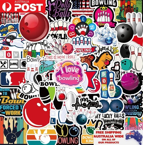 50x Ten-Pin Bowling Sticker Pack Waterproof Graffiti Decal Phone Laptop ...