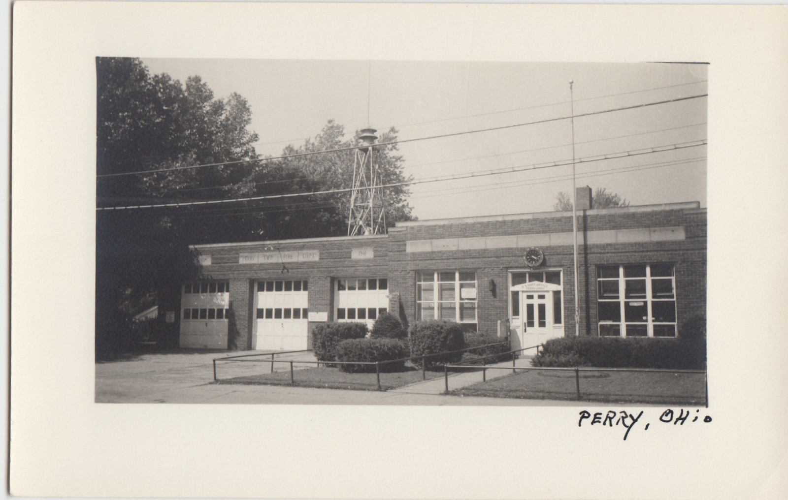 Ohio Real Photo RPPC Postcard 1950+ PERRY Fire Department City Hall | eBay