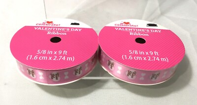 2 ROLLS VALENTINE'S DAY SATIN RIBBON / "KISS ME" / 5/8" X 9 FT. / NEW ...