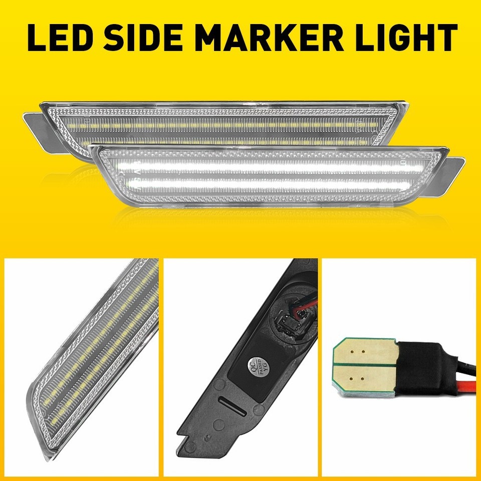 2/3Set Clear White LED Side Marker Lights Front&Rear Lamp for Chevy ...