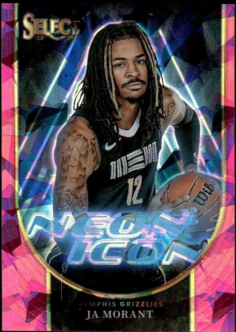 2023-24 Panini Select - Neon Icons Ja Morant #24 Pink Cracked Ice Prizm ...