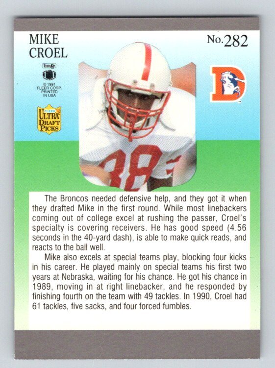 1991 Fleer Ultra - Draft Picks - ROOKIE RC #282 Mike Croel | eBay