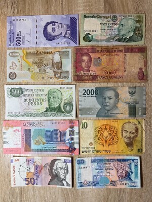 World Paper Money Mix of 10 Diverse Foreign Cash Banknotes Currency ...