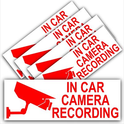5 x In Car Camera Recording Stickers-Standard CCTV Signs-Go Pro,Dashcam ...
