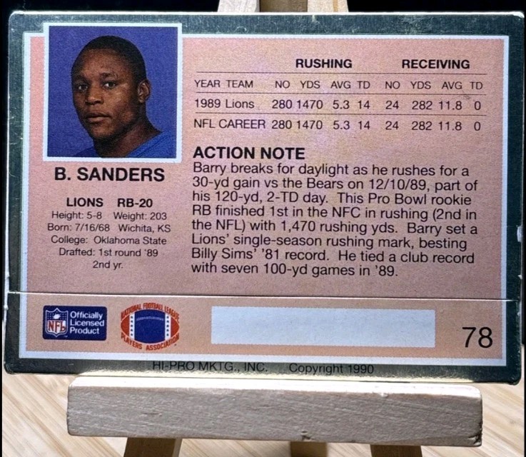 1990 Action Packed - Barry Sanders #78 Vintage Rare Gold Card Mint!! | eBay