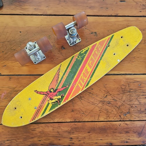 Vintage 70s Streaker True Glide Yellow Fiberglass Skateboard w Trucks ...