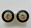 Vintage 1980-90s Gold Tone Blue Denim Enamel Shield Pierced Earrings | eBay