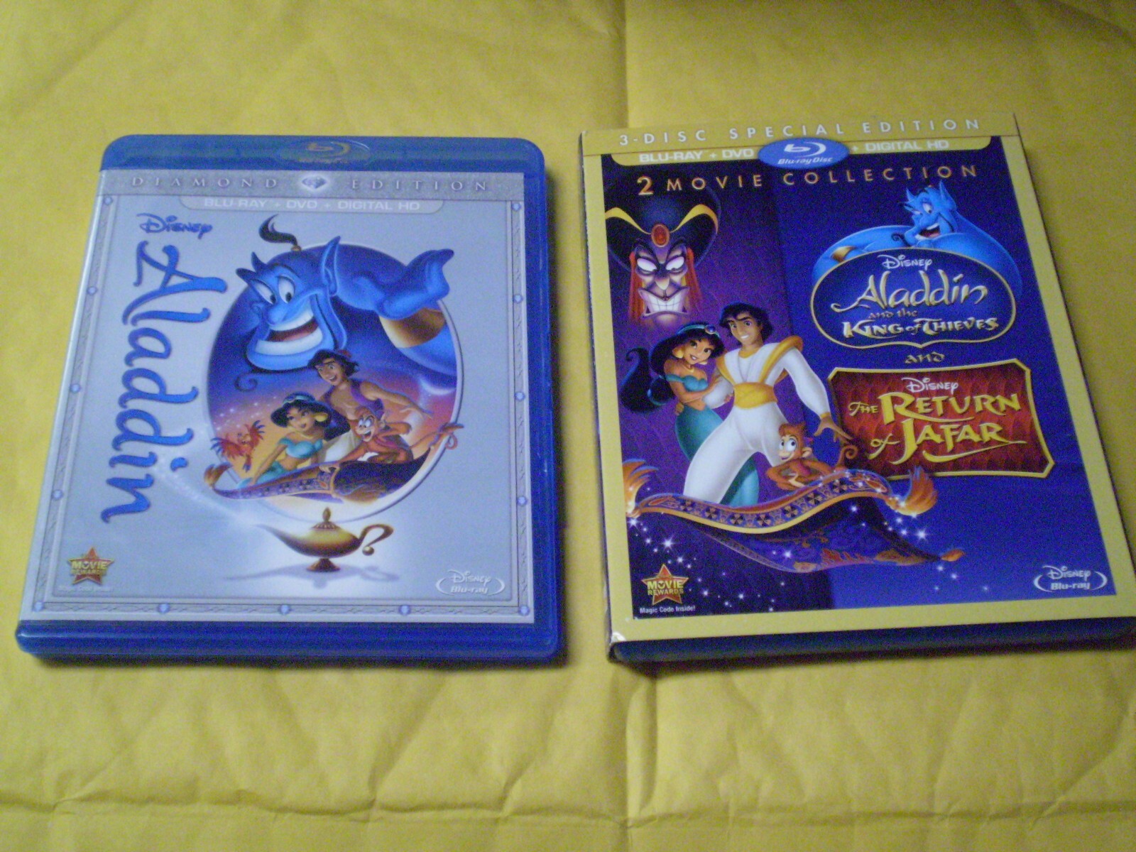 (3) Disney Aladdin Blu-Ray/DVD Lot: Original + Return Jafar + King of ...
