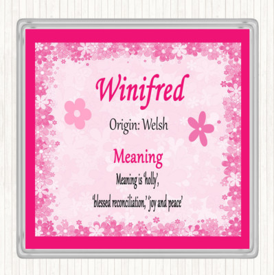 Winifred Name Meaning Drinks Mat Coaster Pink | eBay