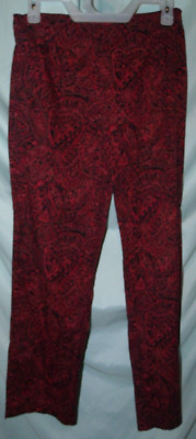 White Stag Stretch Red Paisley Floral Straight Leg Pants Size 10 Vtg | eBay