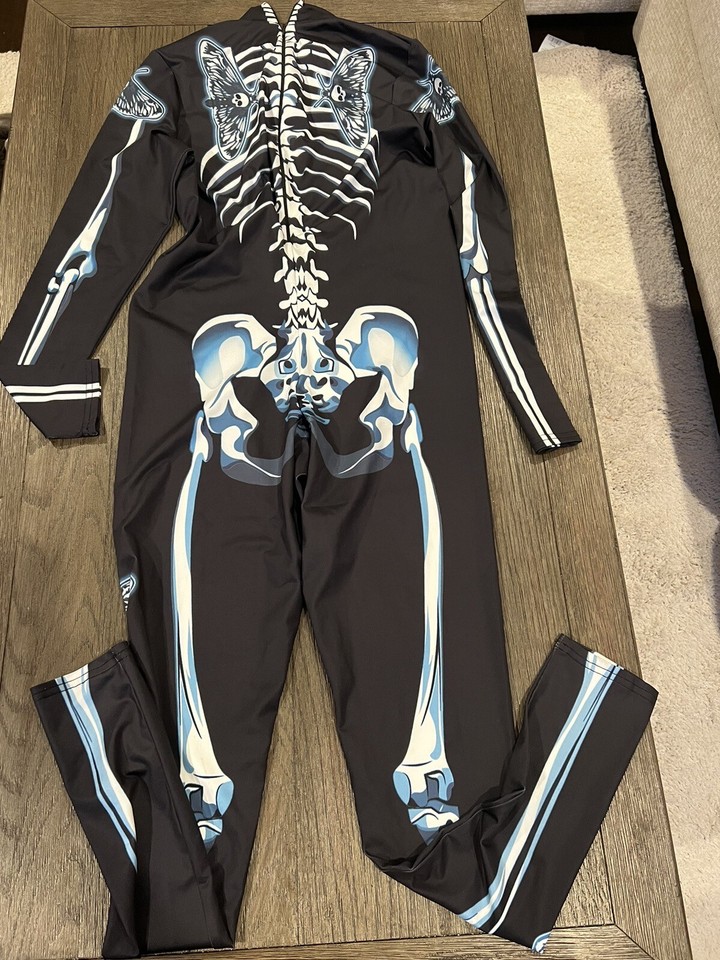 Mens Full Body Skeleton Jock Zentai Shiny Spandex Suit Bodysuit M Skull ...