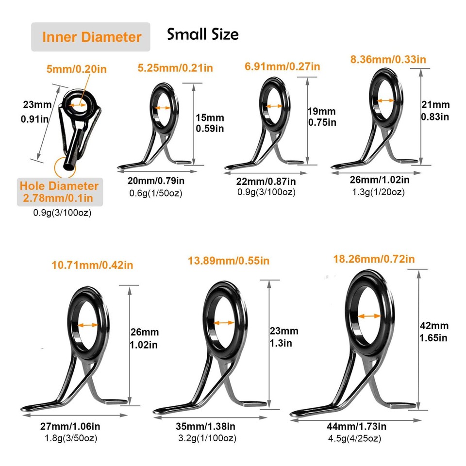 THKFISH 7pcs Fishing Rod Repair Kit Rod Tip Repair Kit Spinning Casting ...