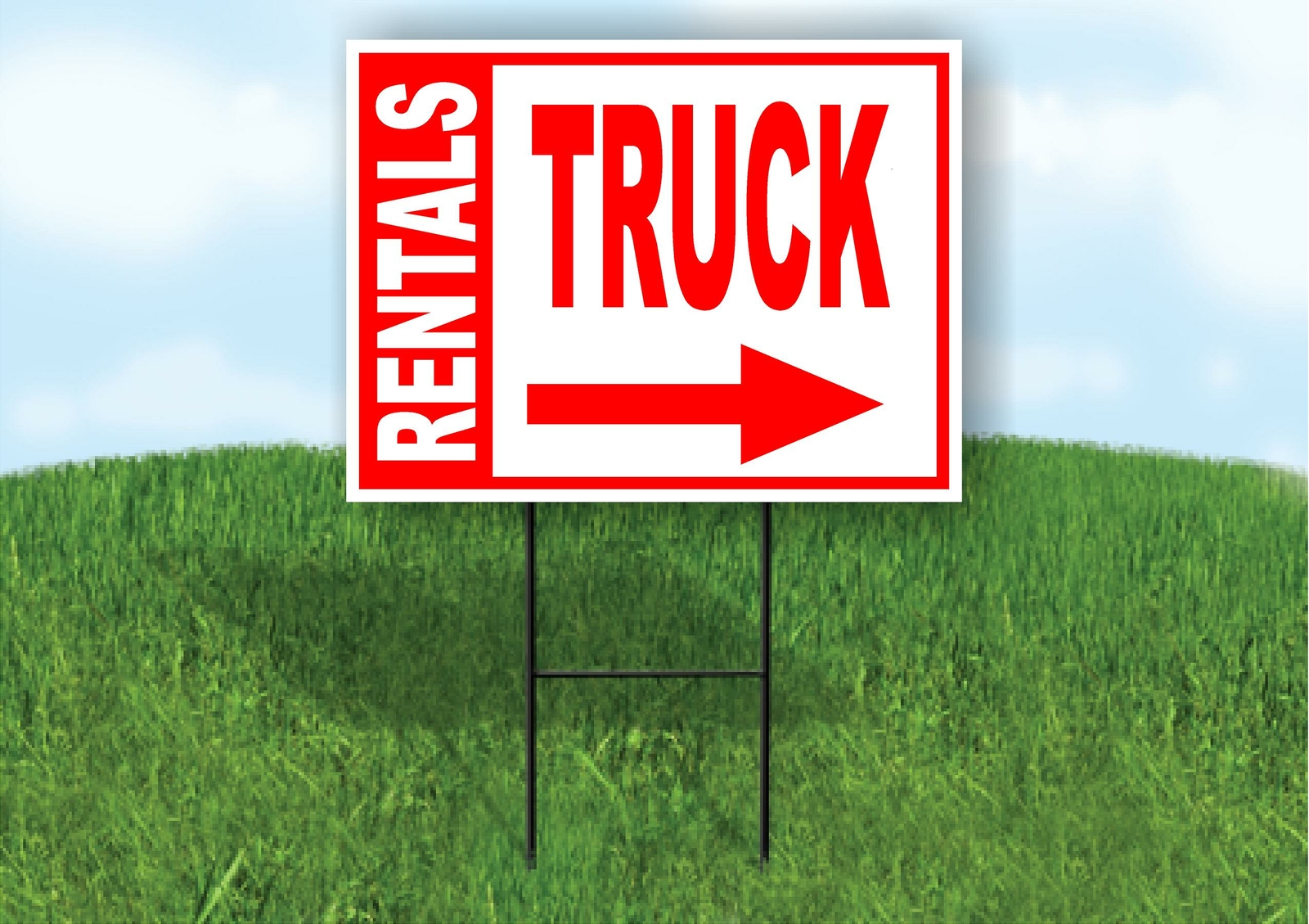 RENTALS TRUCK BOLD RIGHT arrow RED 18inx24in Yard Road Sign w/ Stand | eBay