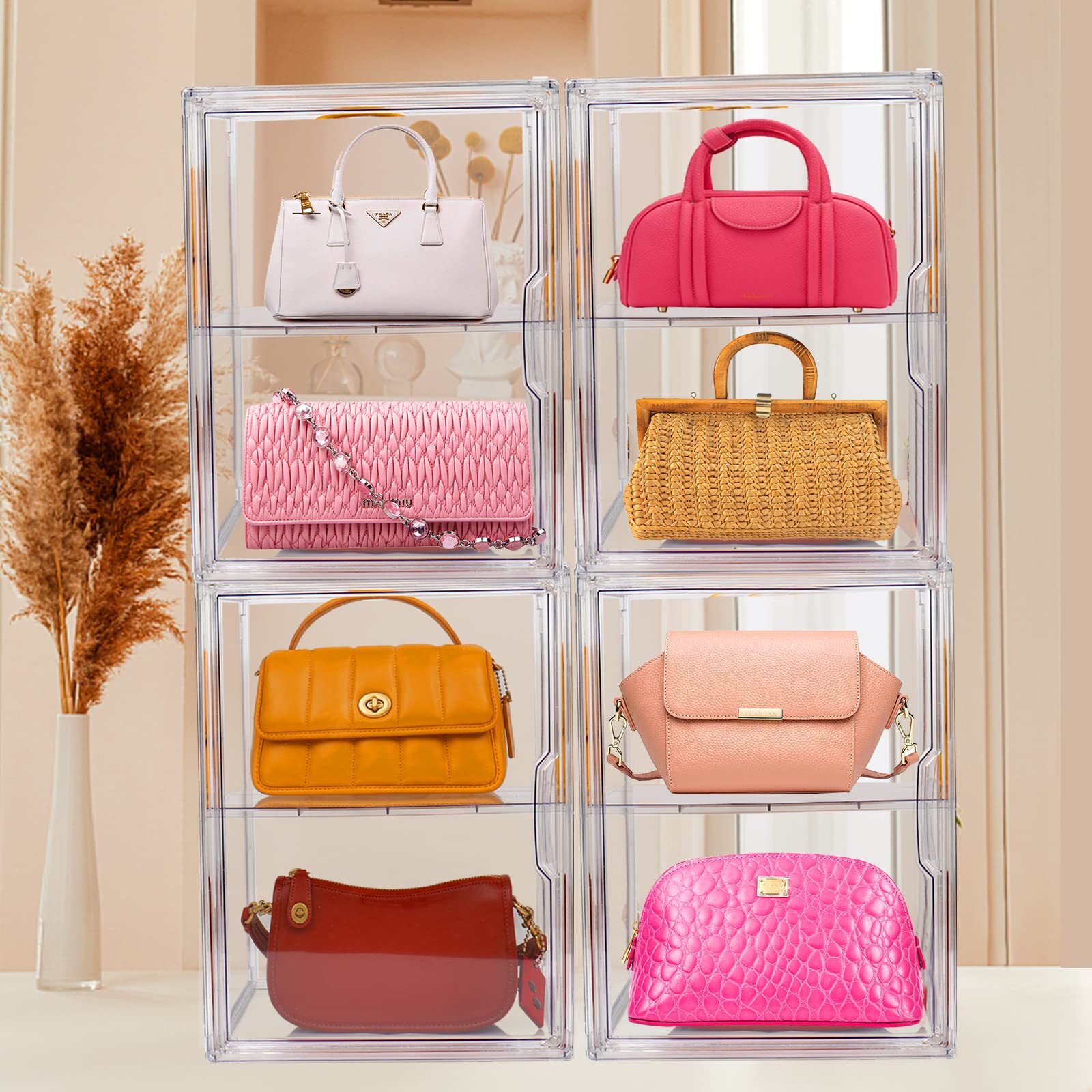 Clear Handbag Display Case For Closet Large 2 Layers Plastic Acrylic ...