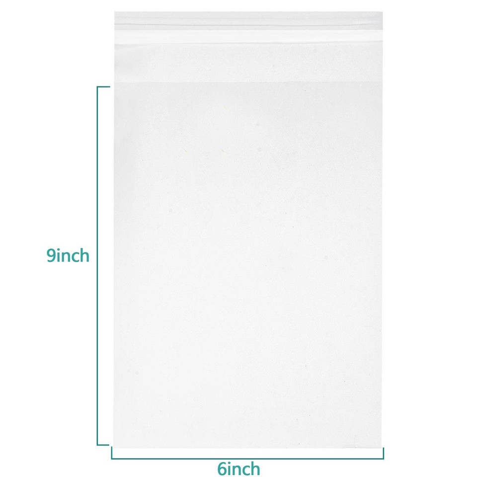1000 Pack - 6 x 9 Inch Clear Cellophane Bags, Self Sealing Cello ...