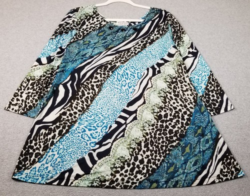 Max & Rina Tunic Top Women’s Extra Large XL Leopard Snakeskin Print ¾ ...
