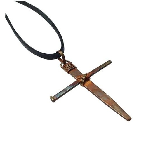 Rustic Copper Cross Necklace for Men & Women – Nail Cross Pendant ...