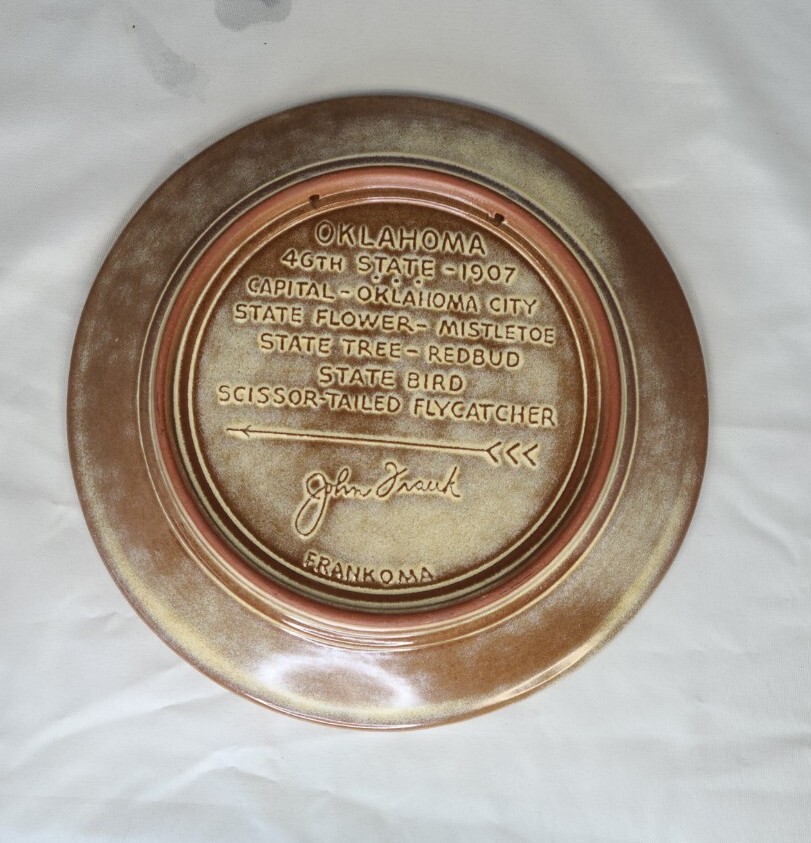 Vintage Frankoma Oklahoma 46th State 1907 Plate Signed John Frank 1960s ...