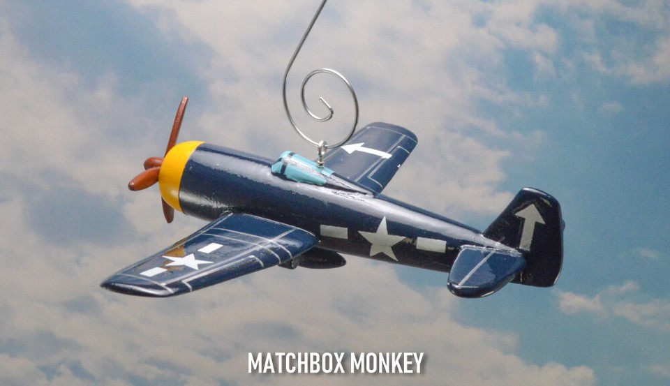 F6F-5 Hellcat USN Hand Painted Wooden Christmas Ornament Airplane Navy ...