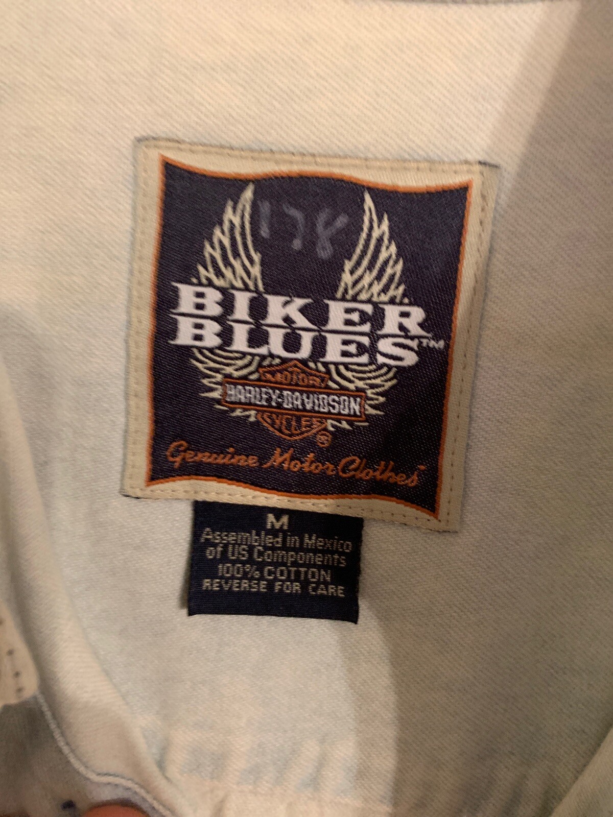 Vintage Harley Davidson Biker Blues Denim Short Sleev… - Gem