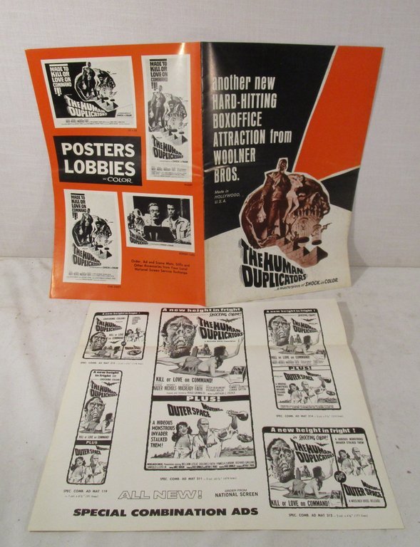 VINTAGE 1965 The Human Duplicators SCI-FI MOVIE POSTER ADVERTISING ...