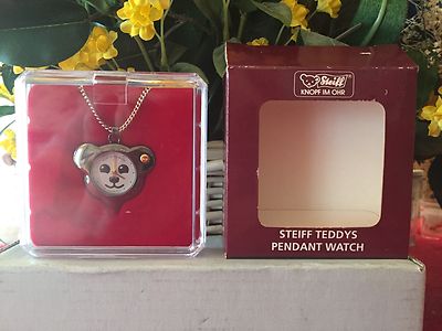 STEIFF Teddy Pendant Watch, EAN# 606564, Grey, NEW, Mint w/Steiff box ...