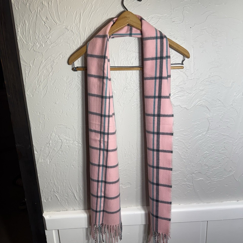 100% Cashmere Pink Plaid Scarf Handmade In Germany, Romantic Luxury ...