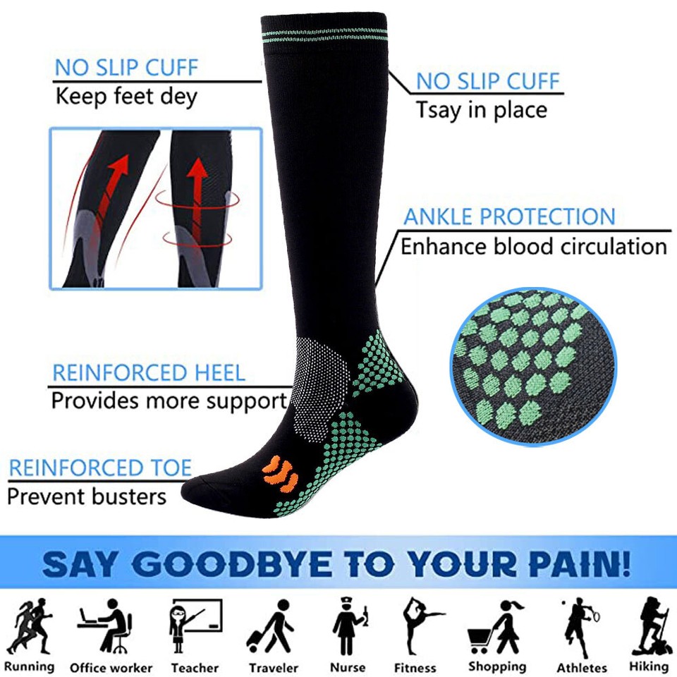3Pair Physix Gear Compression Socks For Men Women 20-30 mmhg Pressure ...