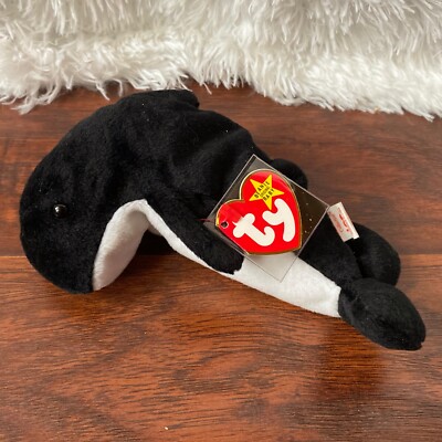 1996 Ty Beanie Babies WAVES the Whale - Vintage Orca Plush Toy Baby PVC ...