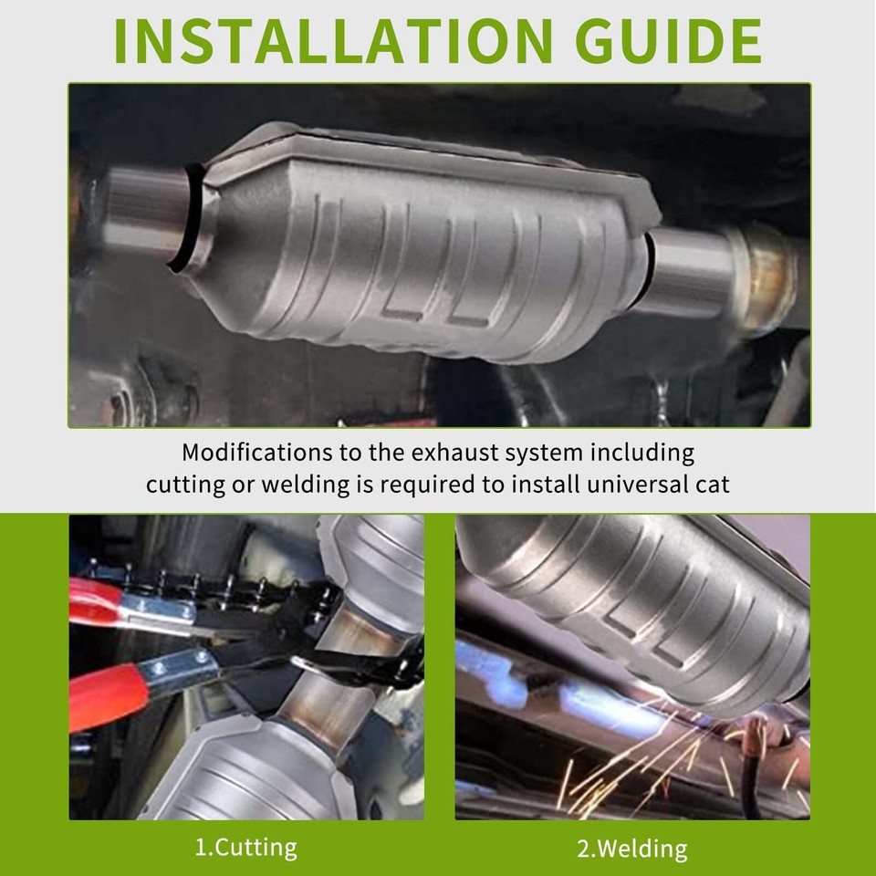 2" Inlet/Outlet Catalytic Converter + Heat Shield Weld-on EPA For VW ...