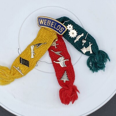 Vintage Webelos Cub Scouts Tri Color Ribbons with 13 Activity Pins | eBay