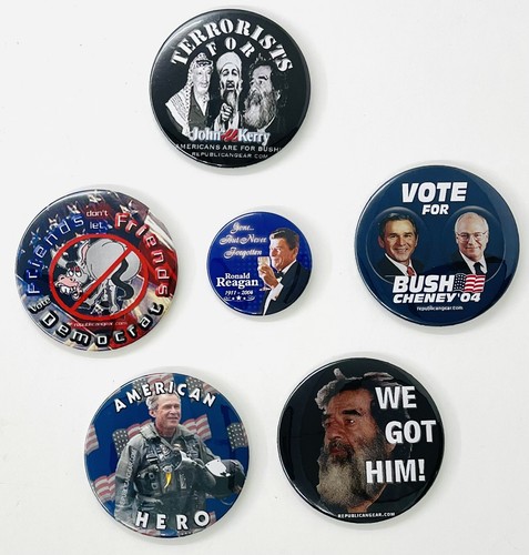 VTG 2004 Lot 6 Republican Political BUTTONS Pins George W. Bush Cheney ...