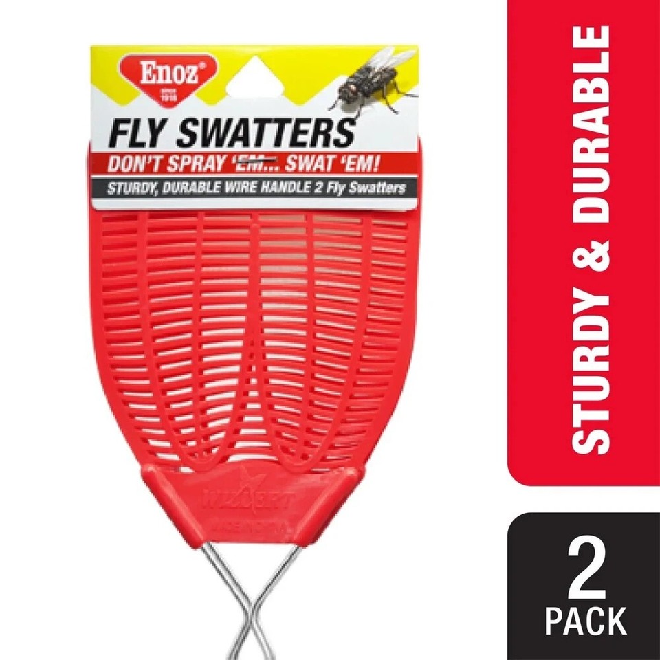 (3 pack)Enoz Fly Swatter, Wire Handled Plastic Fly Swatter, Assorted ...
